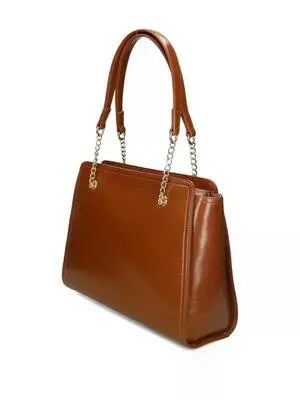 Moschino Logo-plaque Studded Shoulder Bag - Brown