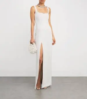 CLIO PEPPIATT Crystal-embellished Square-neck Gown