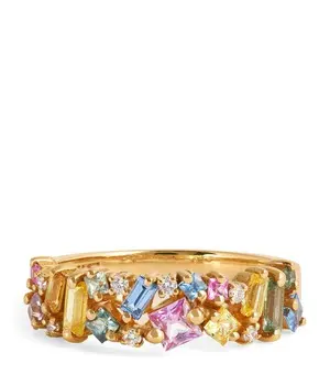 SUZANNE KALAN La Fantasie Pastel Sapphire And Diamond Ring - Gold