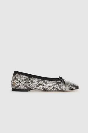 ANINE BING Jamie Embossed Leather Ballerina Flats - Python