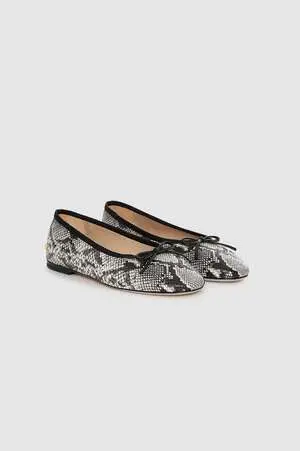 ANINE BING Jamie Embossed Leather Ballerina Flats - Python