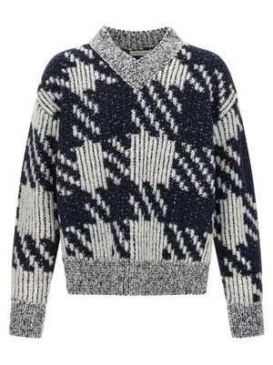 Dries Van Noten Macao Graphic Jacquard Sweater White/black