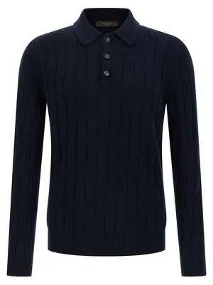 ZANONE Cashmere Polo Shirt Blue