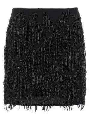 Remain Birger Christensen Beaded Fringed Mini Skirt - Black