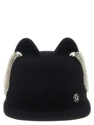 MAISON MICHEL Jamie Crystal Hat - Black