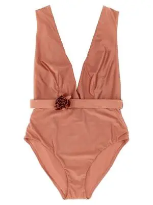 Zimmermann Lucky Plunge Flower One-piece Swimsuit - Pink