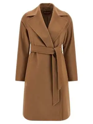 Max Mara Studio Belted Wool Coats For Women