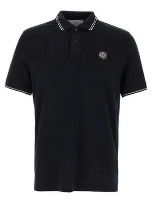Stone Island Logo Patch Polo Shirt - Blue