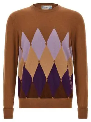 BALLANTYNE Argyle Cashmere Sweater Brown