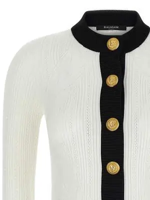 Balmain Two-tone Crocheted Cardigan