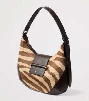 JIMMY CHOO Small Bar Pony Hair And Leather Shoulder Bag - Beige