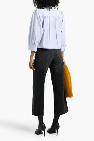 FRAME Striped Cotton-poplin Top