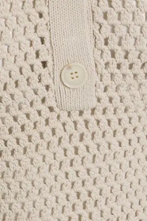 FRAME Crocheted Cotton Polo Vest