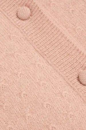 FRAME Pointelle-knit Cashmere Cardigan - Blush