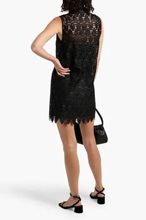 FRAME The Deco Crocheted Lace Mini Dress - Black