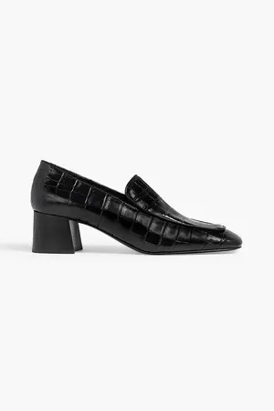 TOTEME Croc-effect Leather Loafers - Black