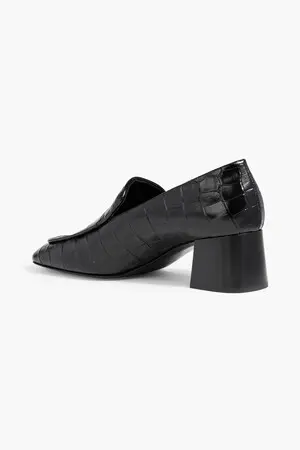 TOTEME Croc-effect Leather Loafers - Black
