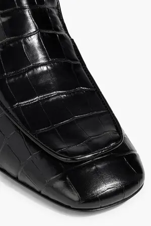 TOTEME Croc-effect Leather Loafers - Black