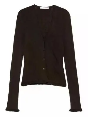 Cecilie Bahnsen Ribbed Ruffle-cuff Cardigan