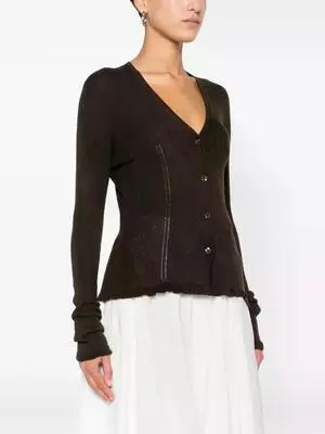 Cecilie Bahnsen Ribbed Ruffle-cuff Cardigan
