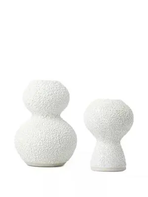 MARLOE MARLOE Lava + Bone Textured Candle Holders - White