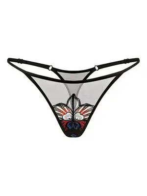 ZHILYOVA Embroidered Mesh Thong - Blue