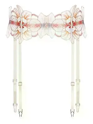 ZHILYOVA Floral-embroidery Garter Belt - Neutrals