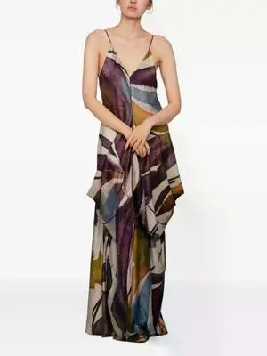 YANGKEHAN Abstract-print Ruffled Maxi Dress