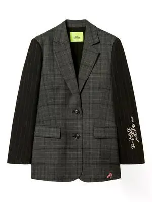 TWINSET Checked Pattern Embroidered-sleeve Blazer