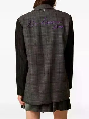 TWINSET Checked Pattern Embroidered-sleeve Blazer