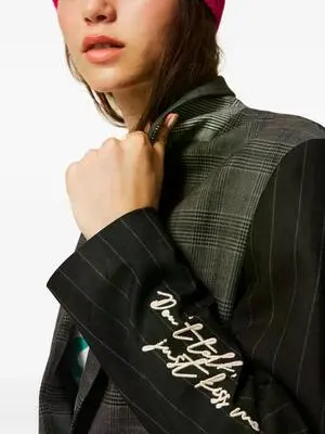TWINSET Checked Pattern Embroidered-sleeve Blazer