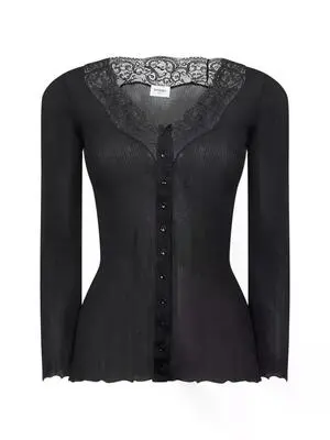 Saint Laurent Lace-trim Ribbed Cardigan