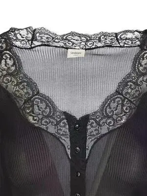 Saint Laurent Lace-trim Ribbed Cardigan