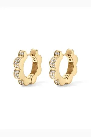 ETIQ Diamond And Jharokha Hoop Earrings - Gold
