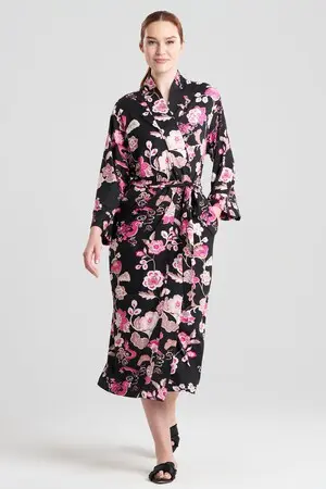 Natori Fluer Dragon Cozy Knit Robe - Black