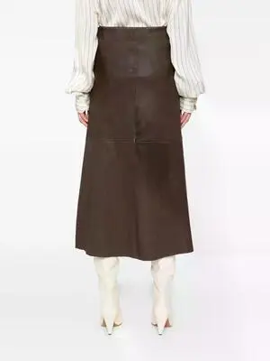 BY MALENE BIRGER A-line Lambskin Skirt - Brown