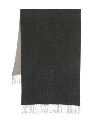 Liu Jo Logo-embroidered Fringe Scarf - Black