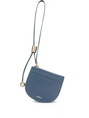 Furla Laura Half-moon Leather Card Holder Blue
