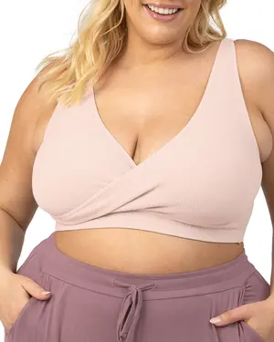 KINDRED BRAVELY Busty Sublime Adjustable Crossover Nursing & Lounge Bra -sizing Options From E-i Cup - Soft Pink