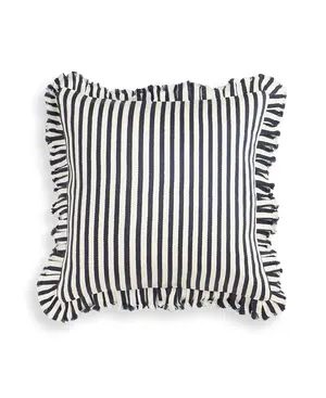 TOV FURNITURE Alessia Striped Ruffle 20 Square Accent Pillow - Navy