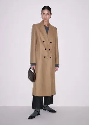 ME+EM Italian Wool Double-breasted Tailored Coat - Camel