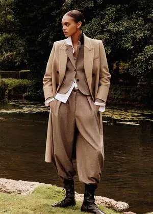 ME+EM Italian Wool Double-breasted Tailored Coat - Camel