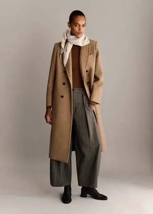 ME+EM Italian Wool Double-breasted Tailored Coat - Camel