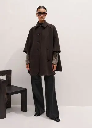 ME+EM Wool-blend Cape Coat With Engineered Seams