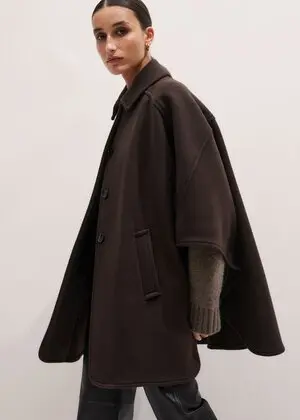 ME+EM Wool-blend Cape Coat With Engineered Seams