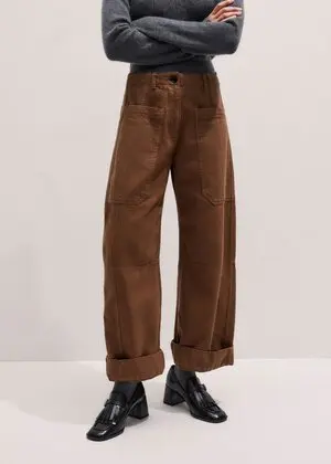 ME+EM Wide Tapered Leg Cotton Twill Trousers
