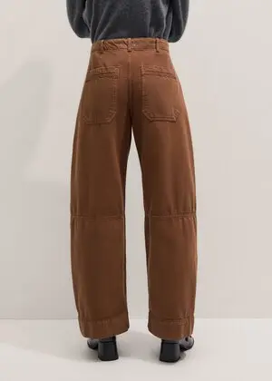ME+EM Wide Tapered Leg Cotton Twill Trousers