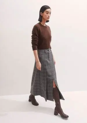 ME+EM Check Pleat Detail Maxi Skirt