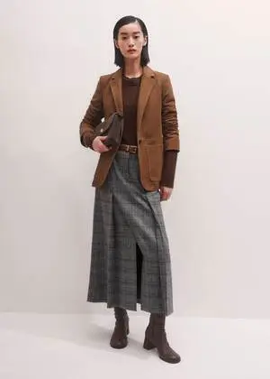 ME+EM Check Pleat Detail Maxi Skirt