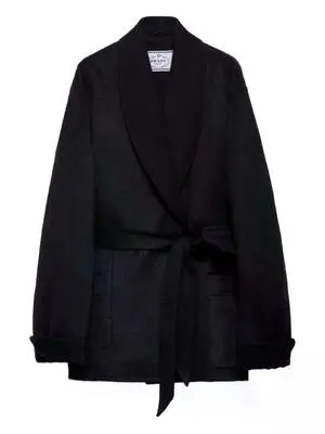 Prada Shawl-collar Belted Coat - Black
